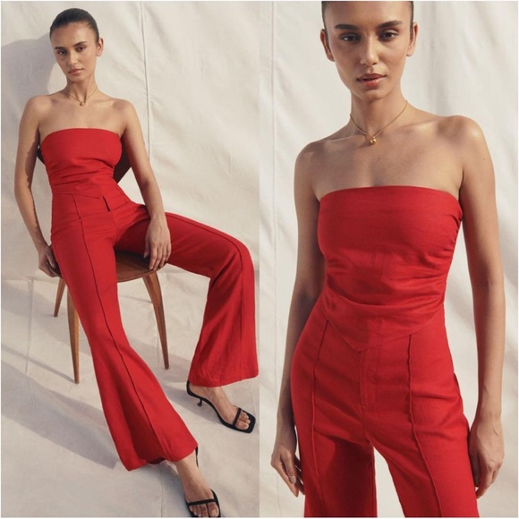 Reformation | Pants & Jumpsuits | Reformation Dillonsilvie Red Linen ...